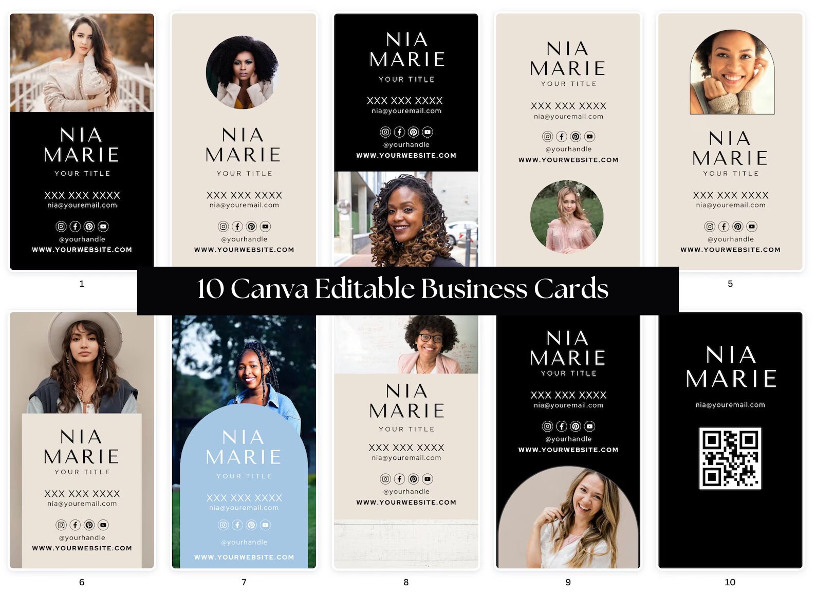 Coaching Business Card Template: Photo & QR Code, Editable Canva Design ...