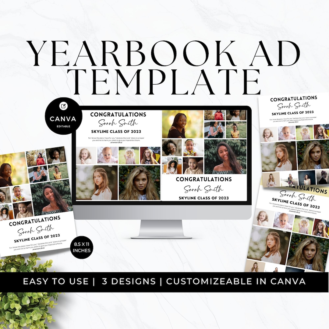 Senior Ad Yearbook Template Canva, Grad Announcement, Yearbook Ad ...