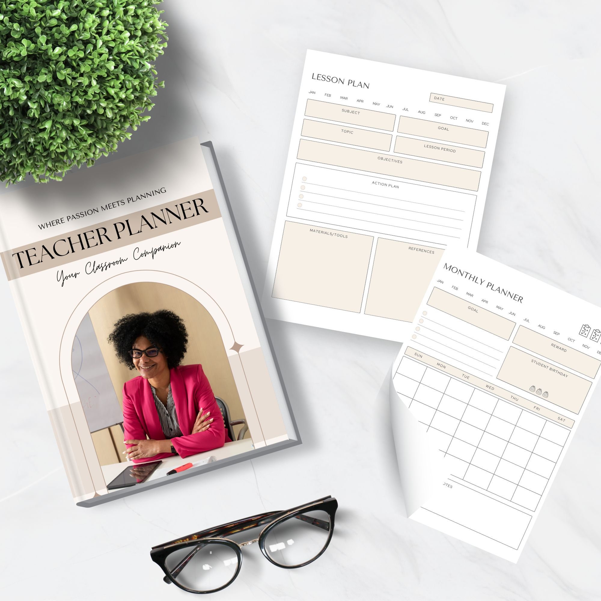 Canva Printable Teacher Planner, Teacher Binder, Academic Planner ...
