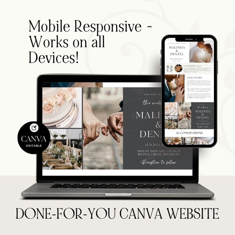 Canva Wedding Website Template, Timeline of Events, Landing Page, Save ...