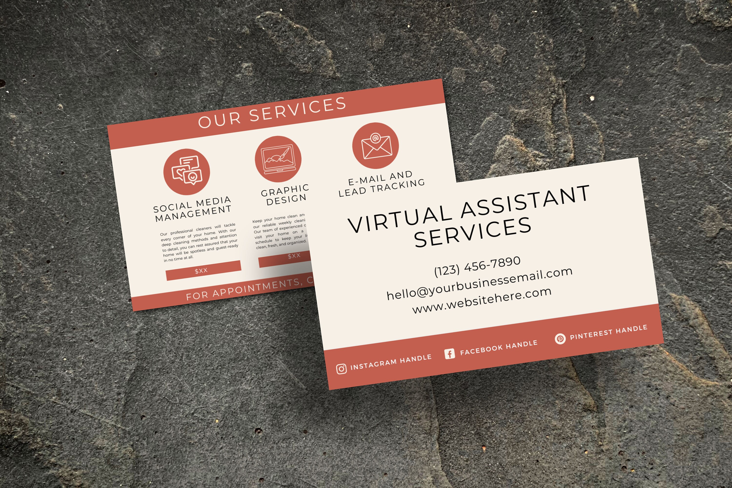 Virtual Assistant Business Card Template: Canva Editable, Front & Back ...