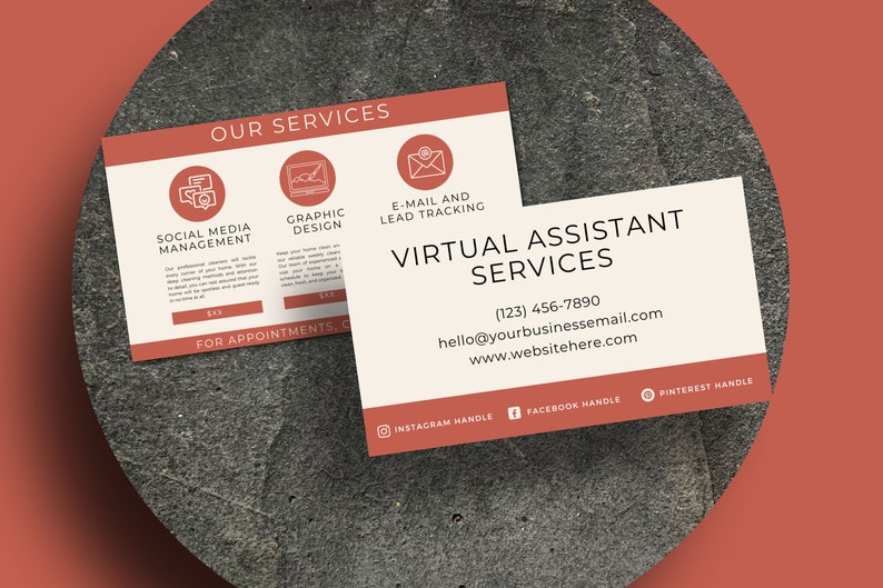 Virtual Assistant Business Card Template: Canva Editable, Front & Back ...