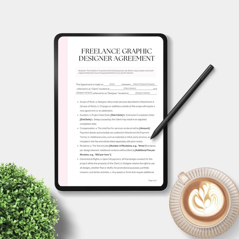 Graphic Designer Contract Template: Canva Editable Agreement (digital ...