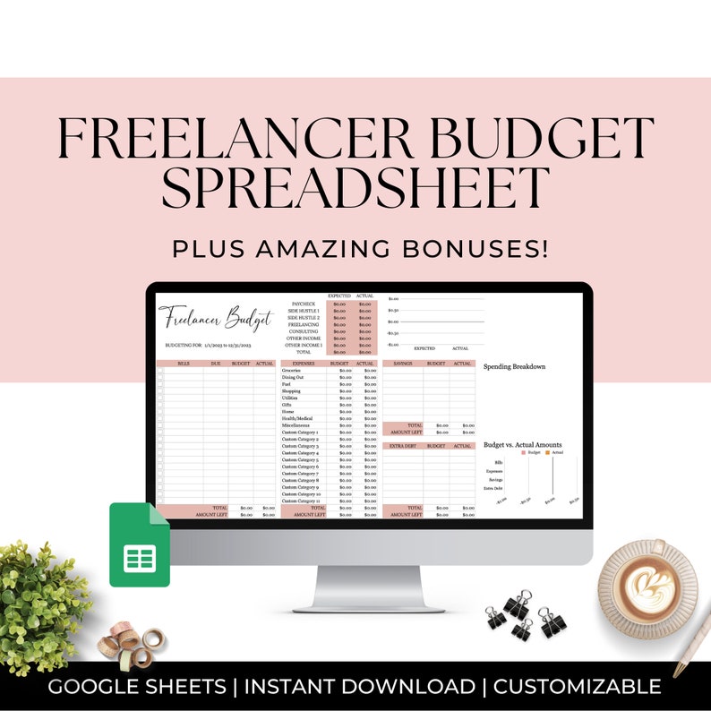 Freelance Budget Spreadsheet, Google Sheets Budget Template, Budget ...