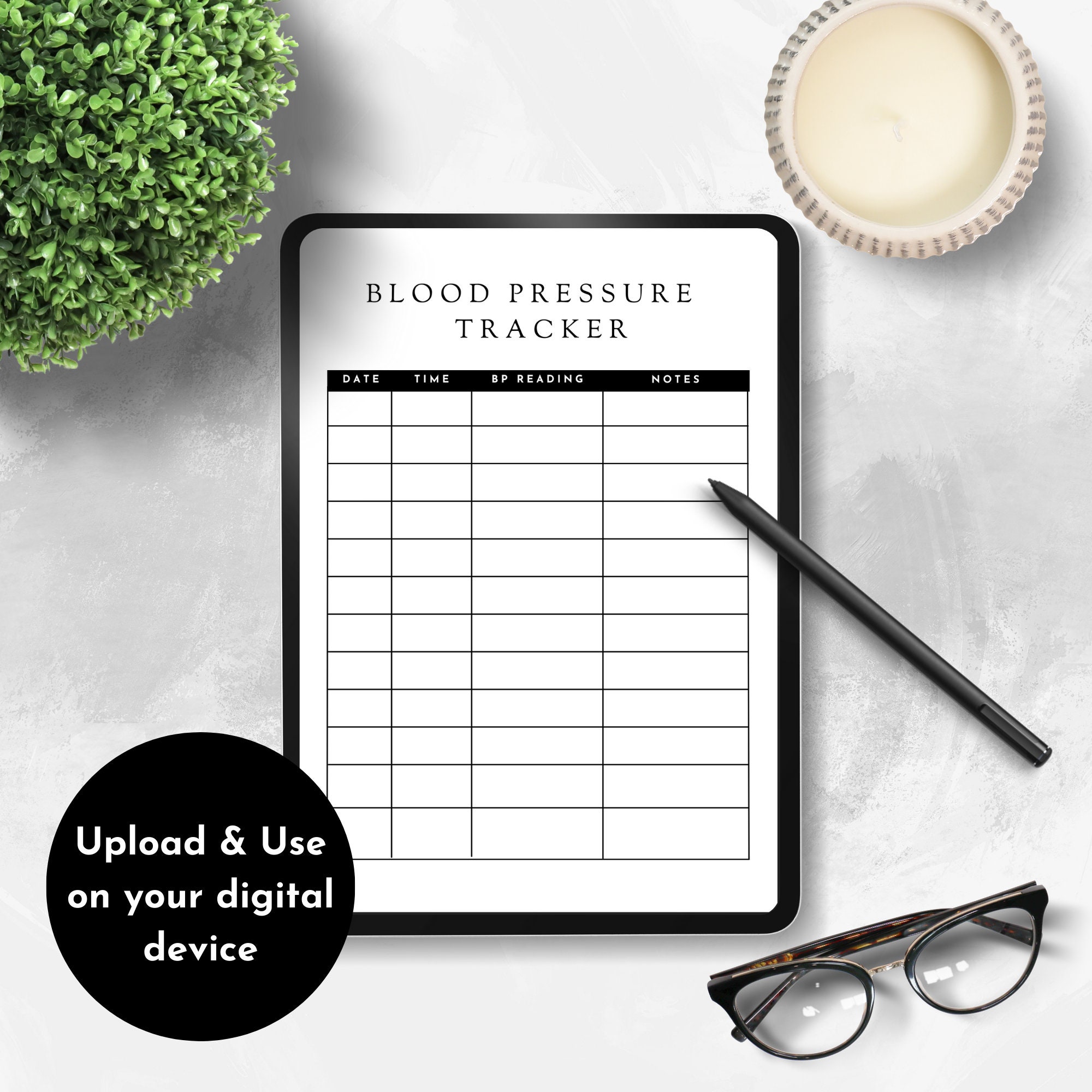 Printable Blood Pressure Log, Medical Tracker, High Blood Pressure ...