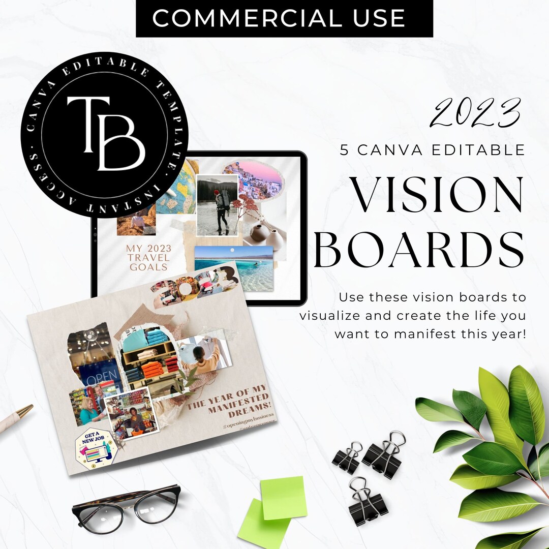 Vision Board Printables Canva, Fully Editable Drag and Drop Canva ...