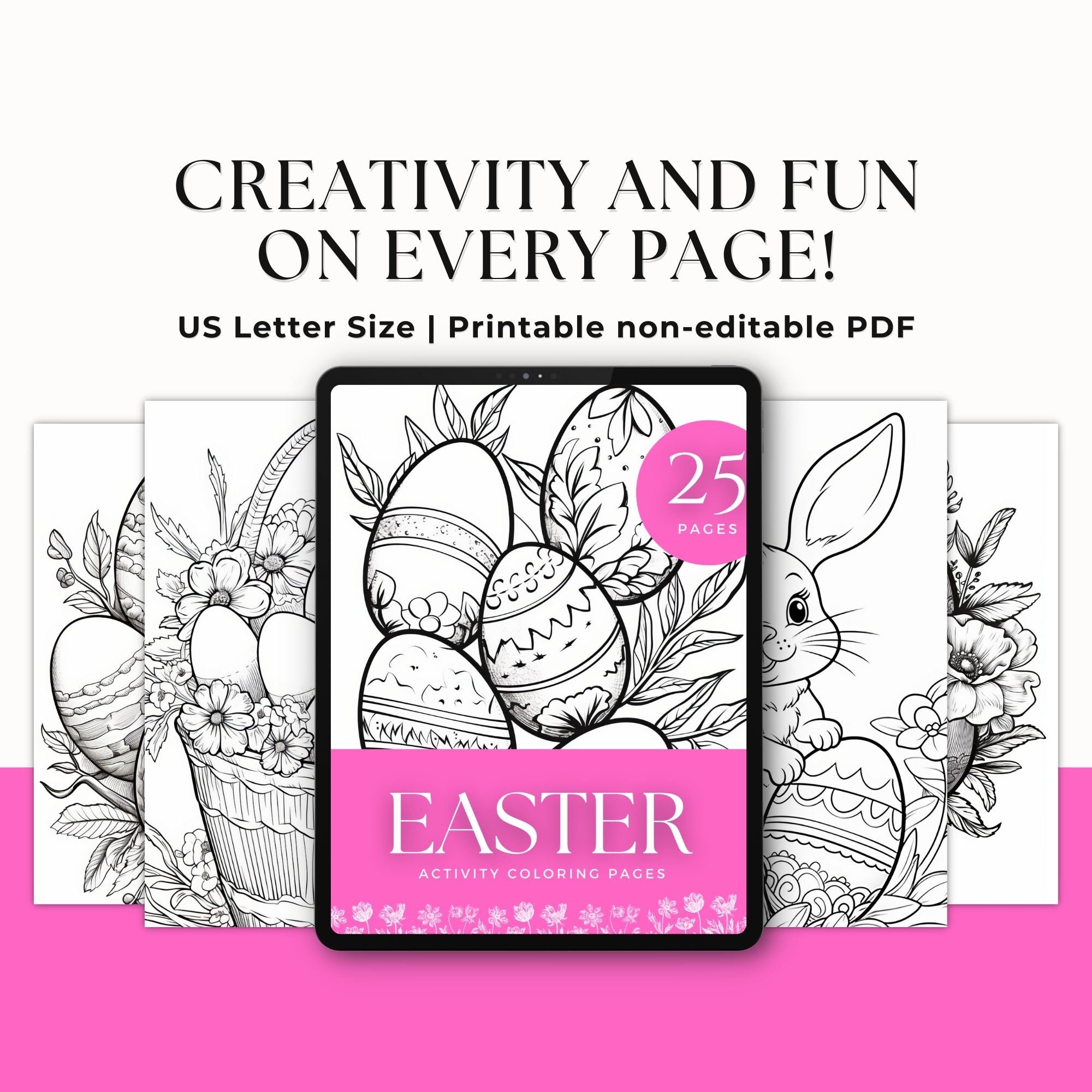 Easter Doodle Coloring Page for Kids, Adult Coloring, Custom Gift, Art ...