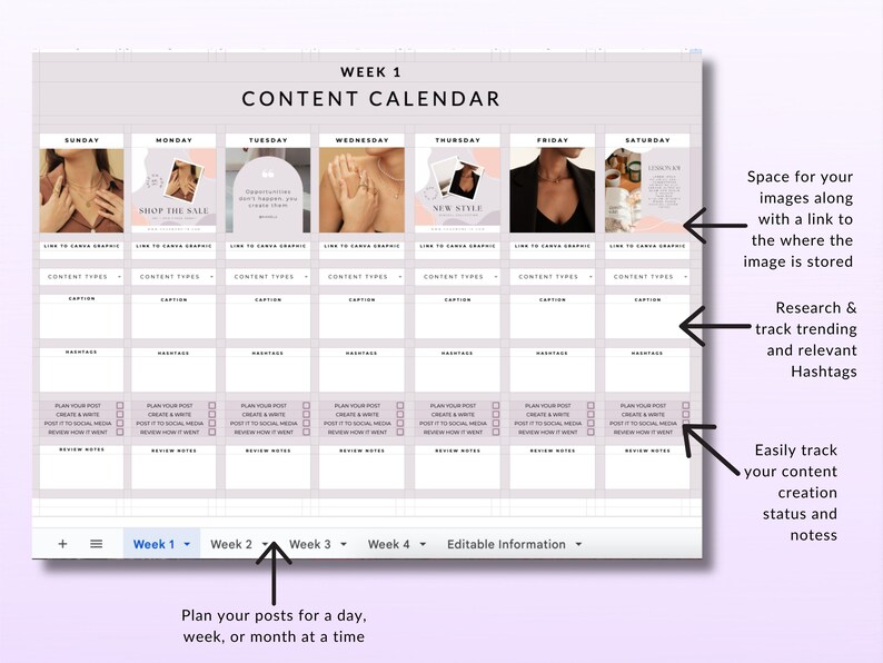 Content Planning Spreadsheet, Monthly Batch Content Creation Template ...