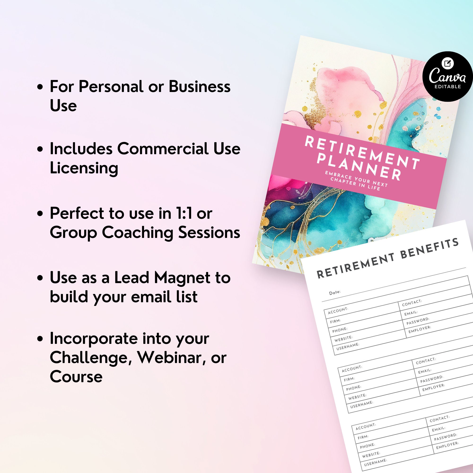 Retirement Planner Printable Canva, Editable Canva Template, Retire ...