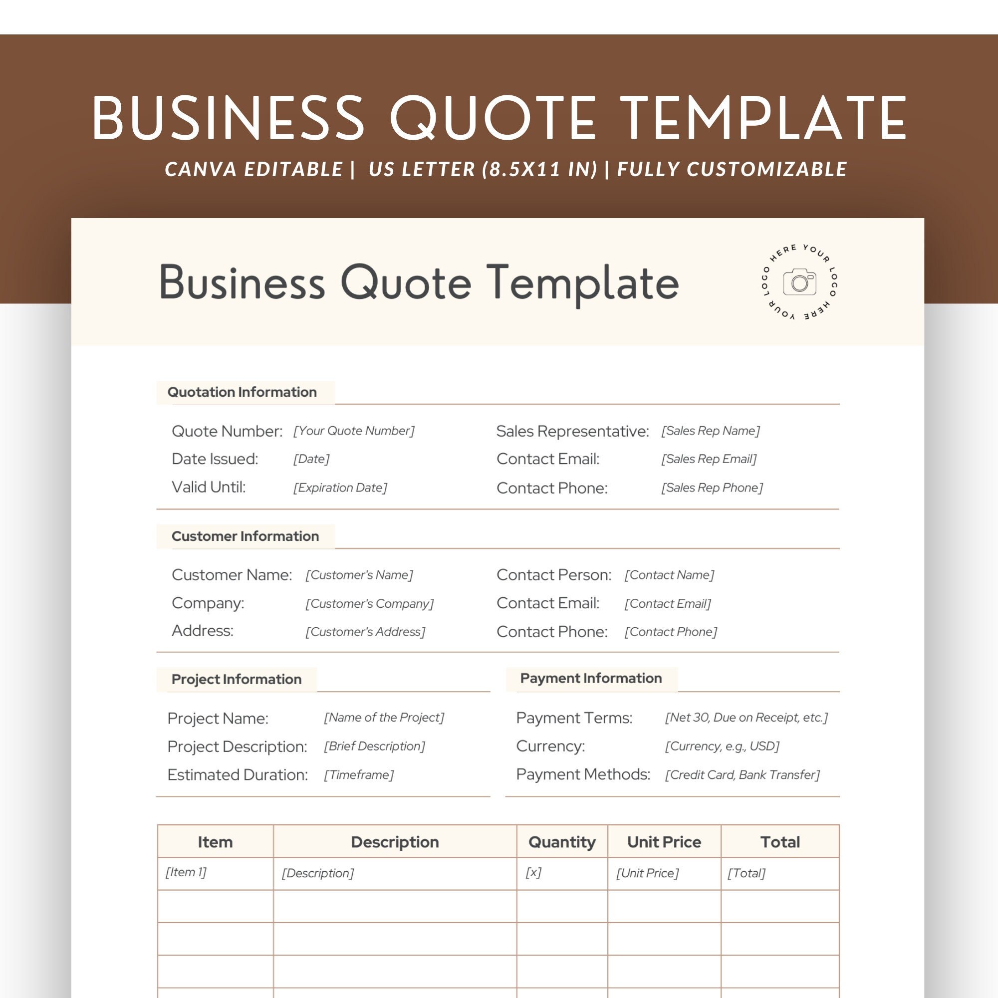 Business Quote Template Canva Printable Instant Download - Etsy