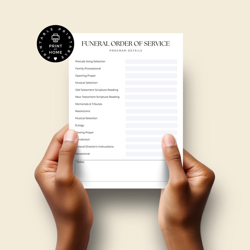 Funeral Planner Worksheet: Order of Service (PDF Download) - Etsy UK