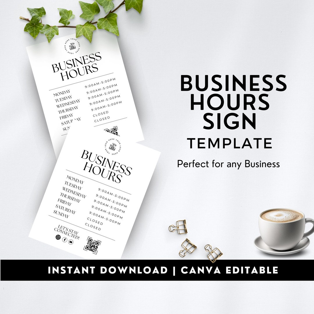 Business Hours Canva Template, Restaurant Hours, Social Media Manager ...