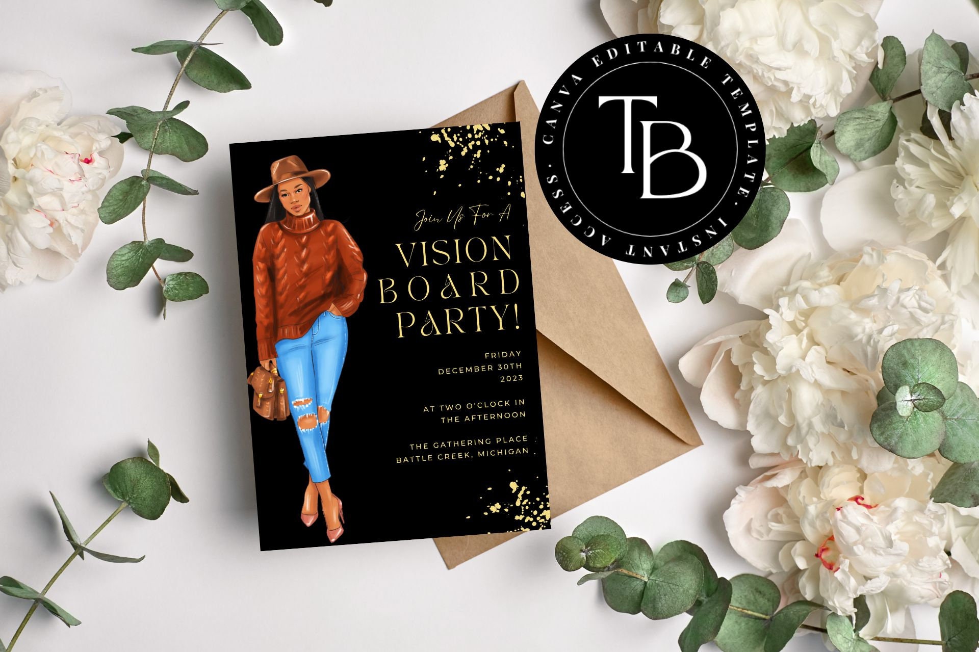 Vision Board Party Invitation, Vision Board Editable Party Invitation ...