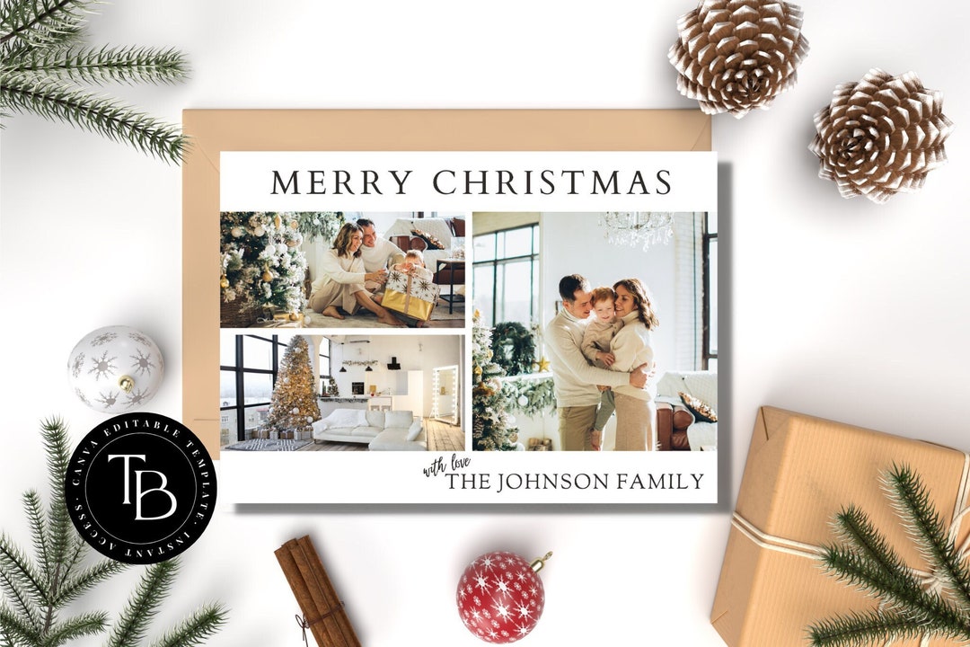 Printable Family Portrait Christmas Card, Canva Template (7x5 In) - Etsy