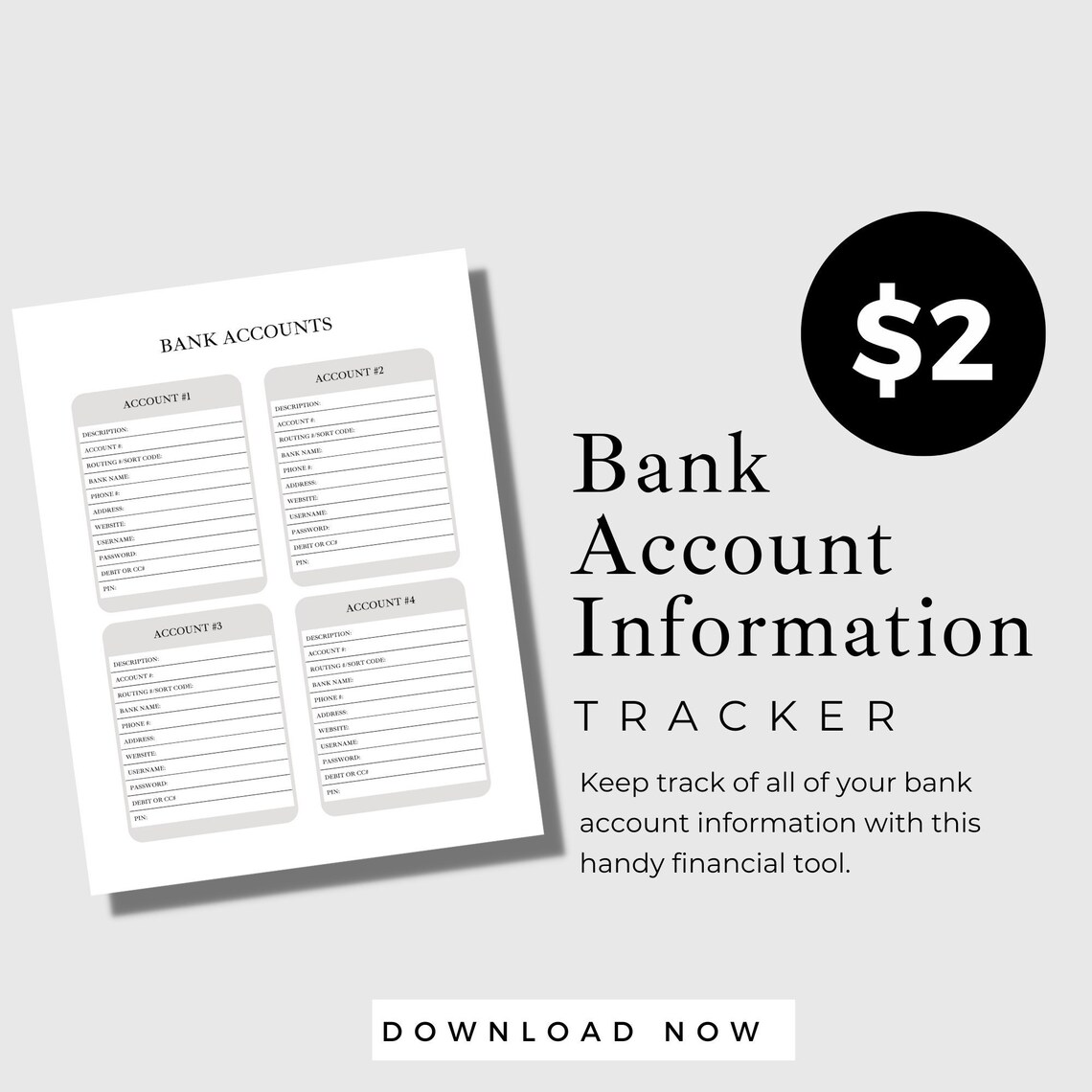 Bank Account Information Tracker, Bank Account Information, Bank ...