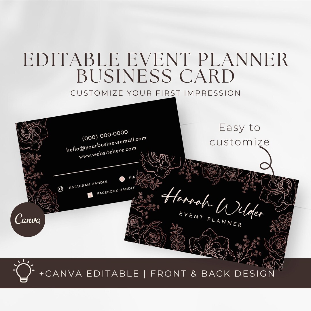Event Planner Business Card Template Events Business Card - Etsy