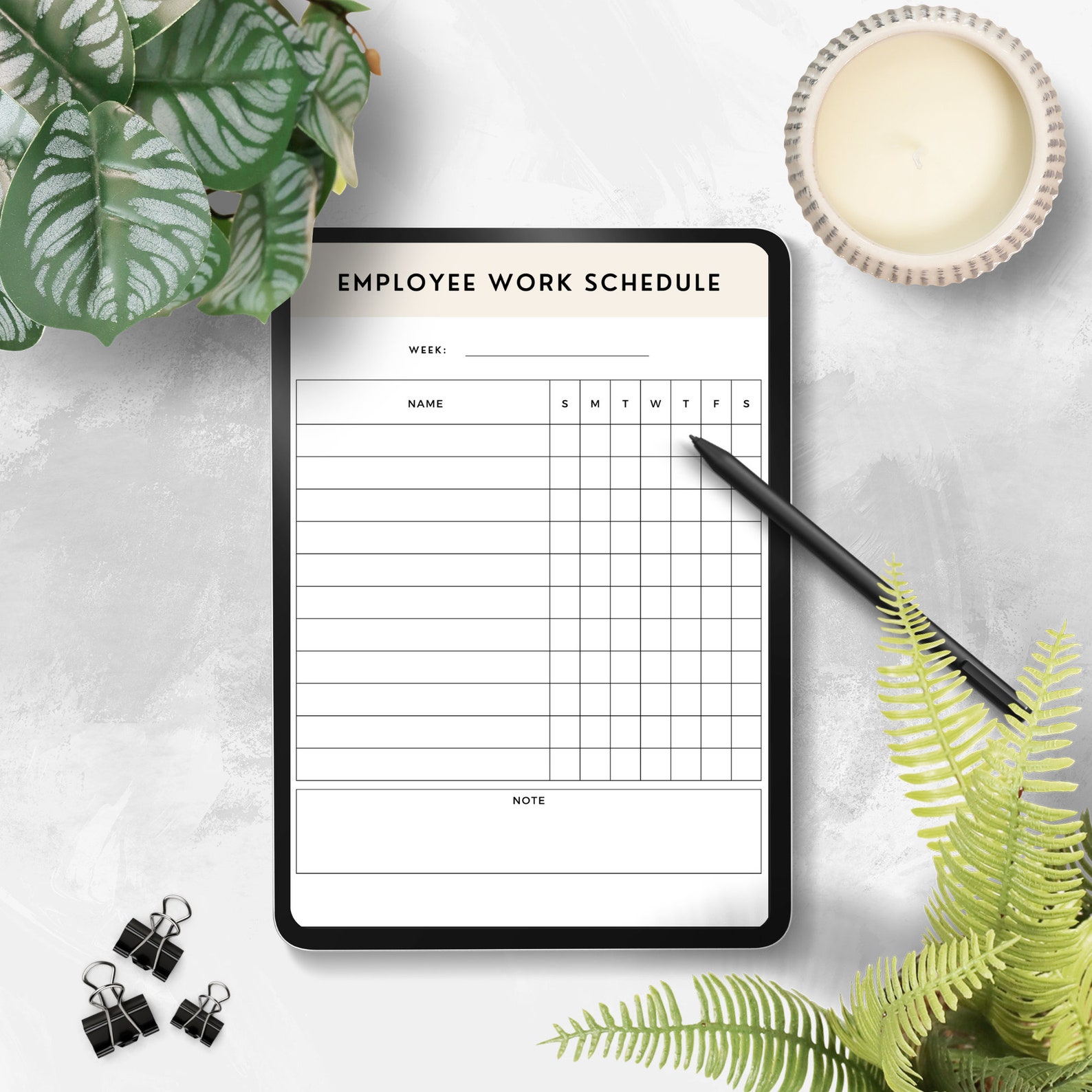 Employee Hourly Schedule Template, Printable Crew Daily Working Chart ...