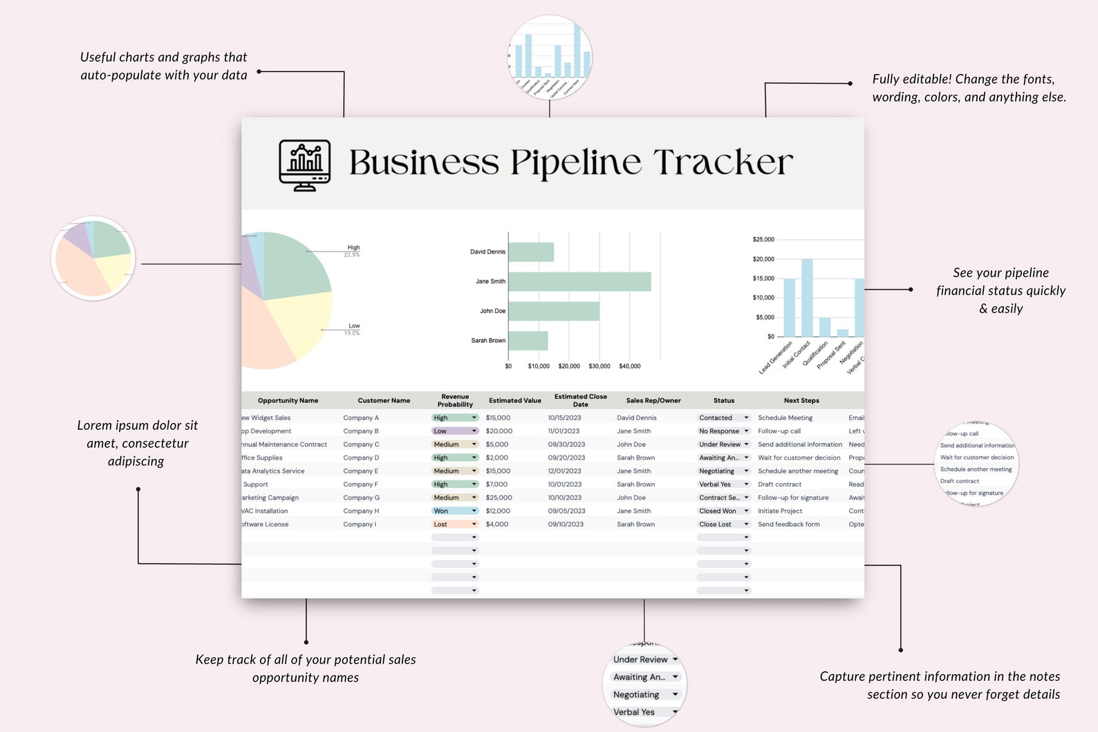 Business Pipeline Google Sheet Template, Sales Pipeline, Realtor Tools ...