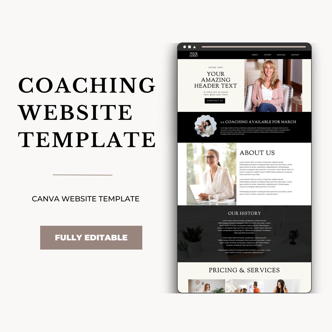 Life Coach Sales Page, Coach Canva Website, Canva Website Template ...