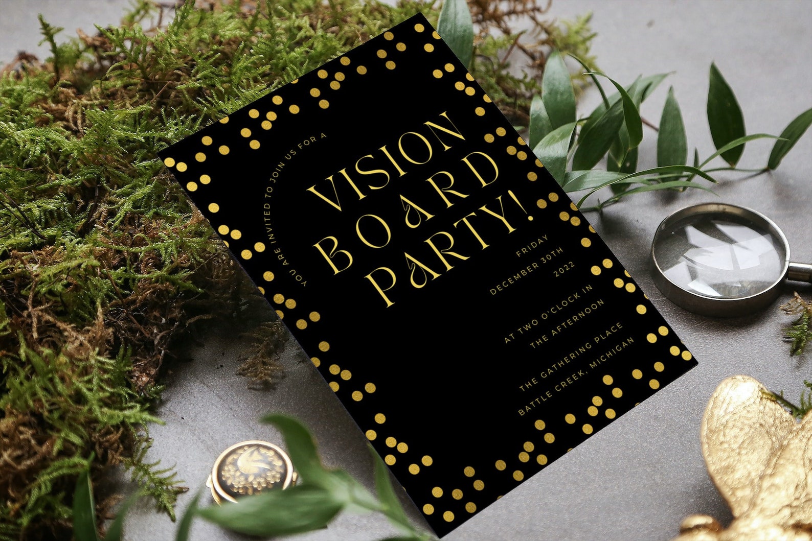 Vision Board Party Invitation Canva, Vision Board Editable Party ...