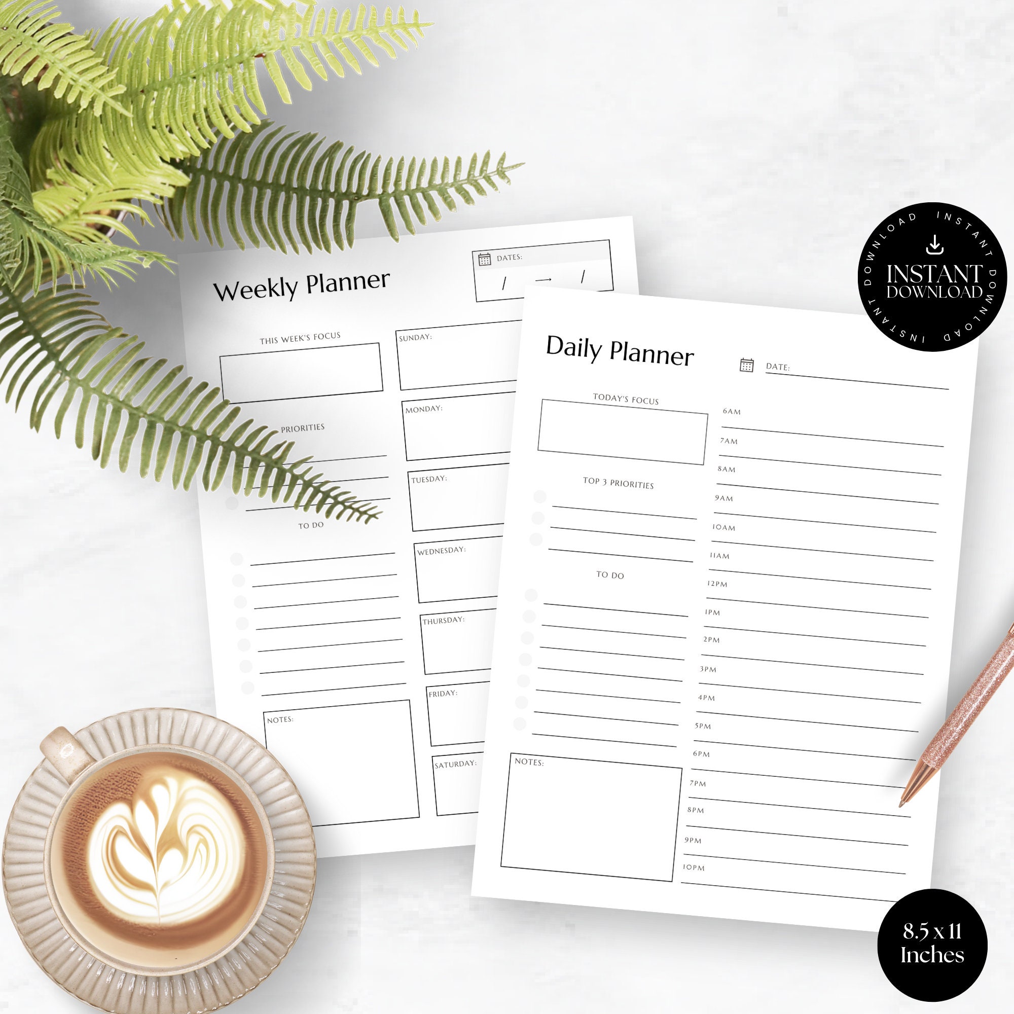 7 Day Weekly Planner Printable Pdf, Minimalist, Daily Planner, Weekly ...