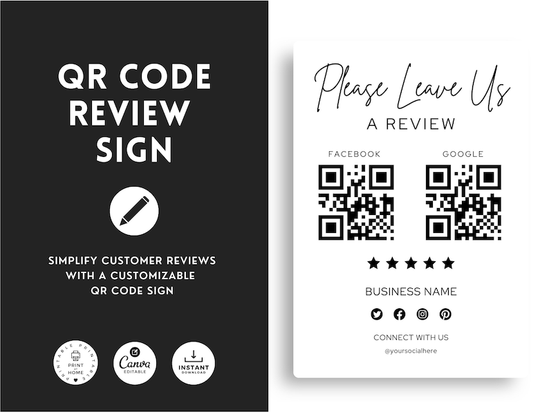 QR Code Review Sign: Customizable Business Feedback (canva Editable ...