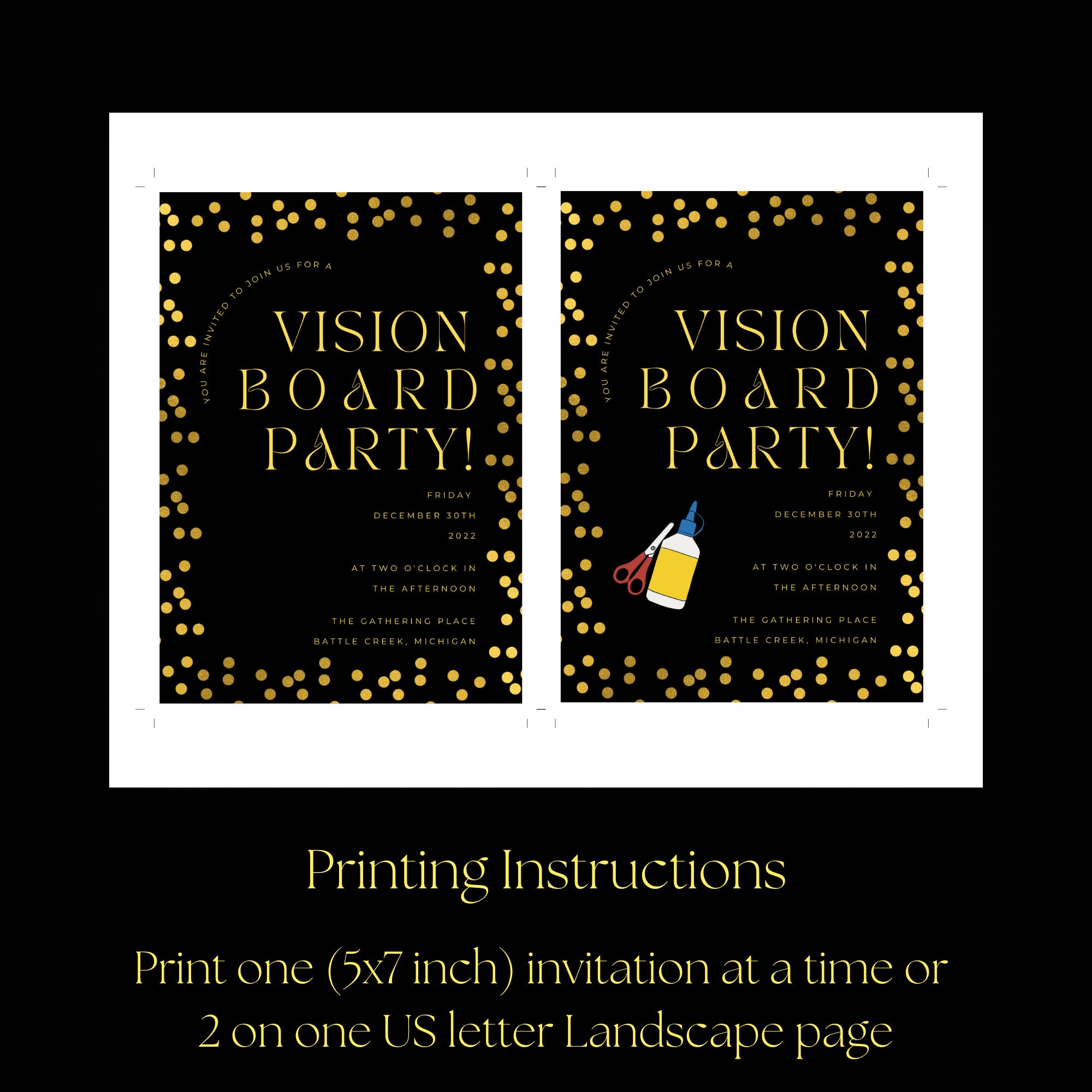Vision Board Party Invitation Canva, Vision Board Editable Party ...