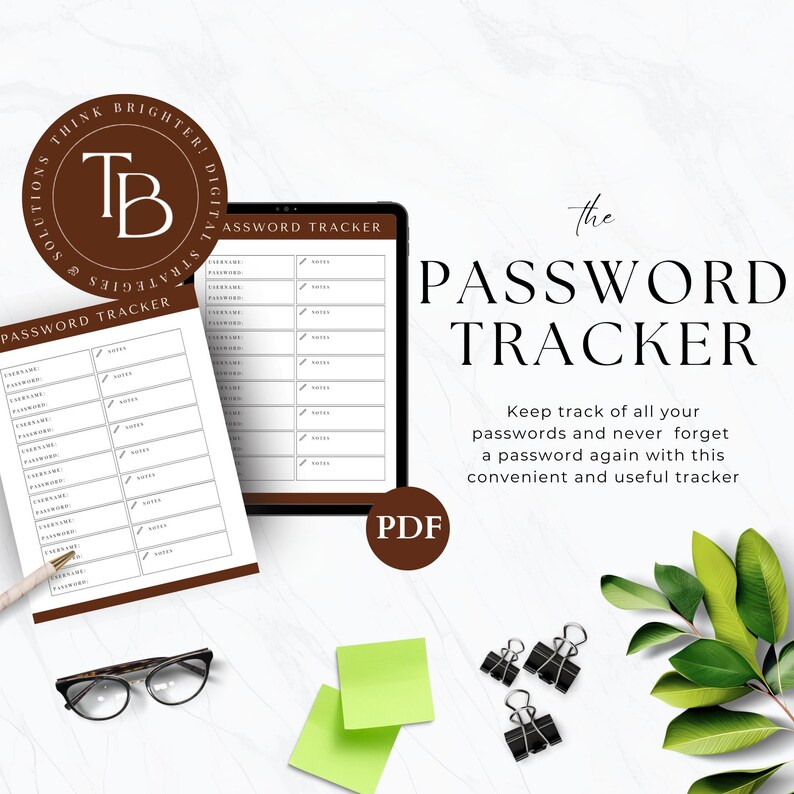 Password Tracker Printable, Printable Password Tracker, Password Keeper ...