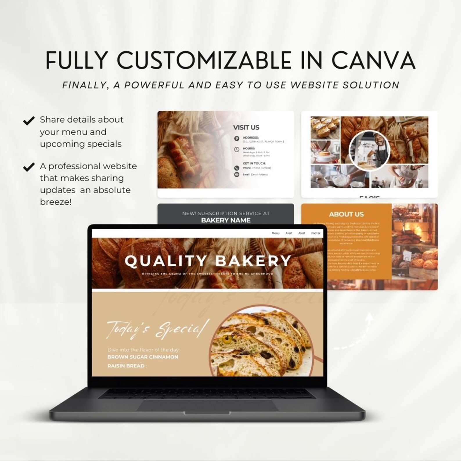 Bakery Canva Website, Home Bakery One Page Canva Website, Small ...