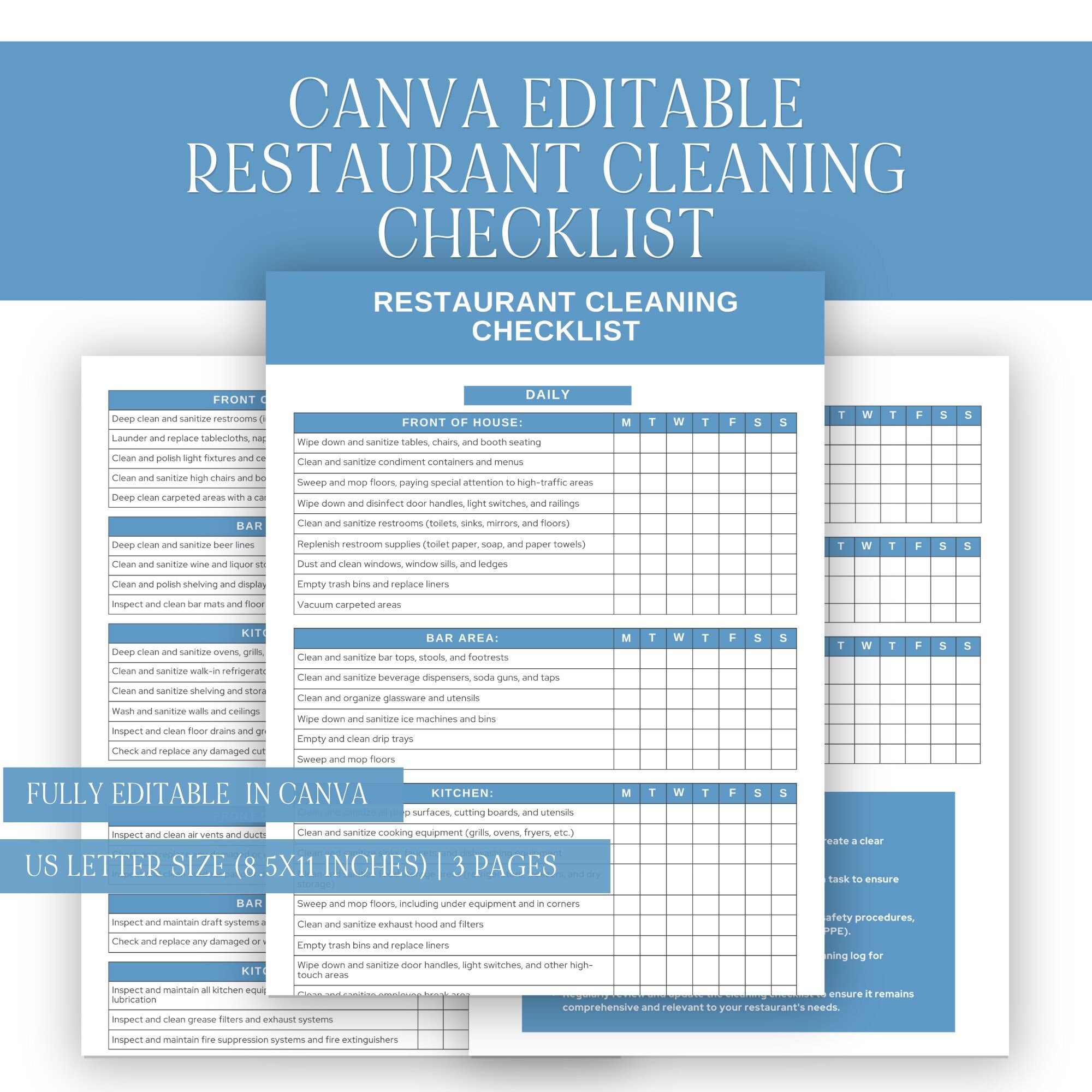 Restaurant Cleaning Checklist Template Doodle Checklist Voor Het