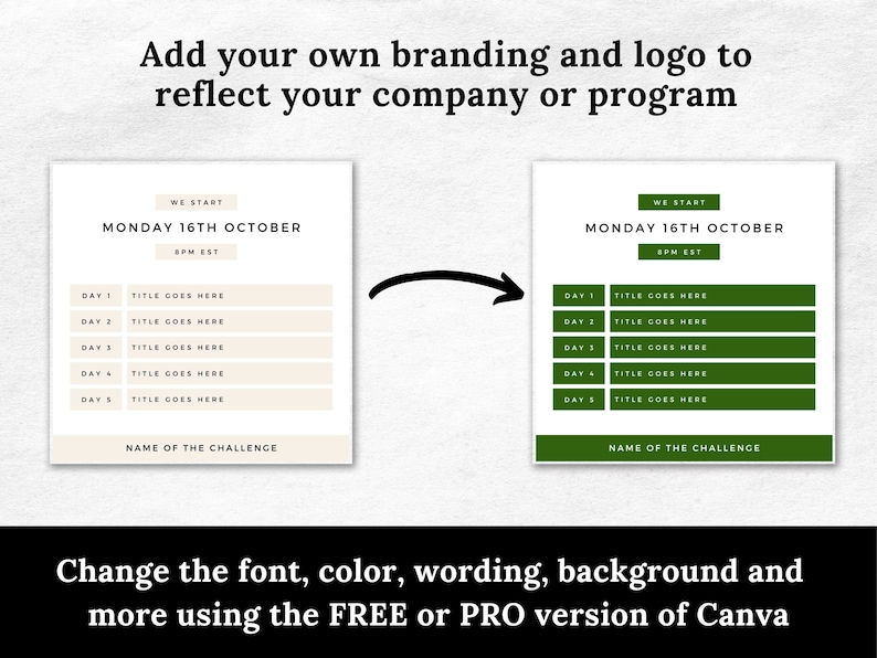Challenge Social Media Post, 5-day Challenge Templates, Canva Template ...