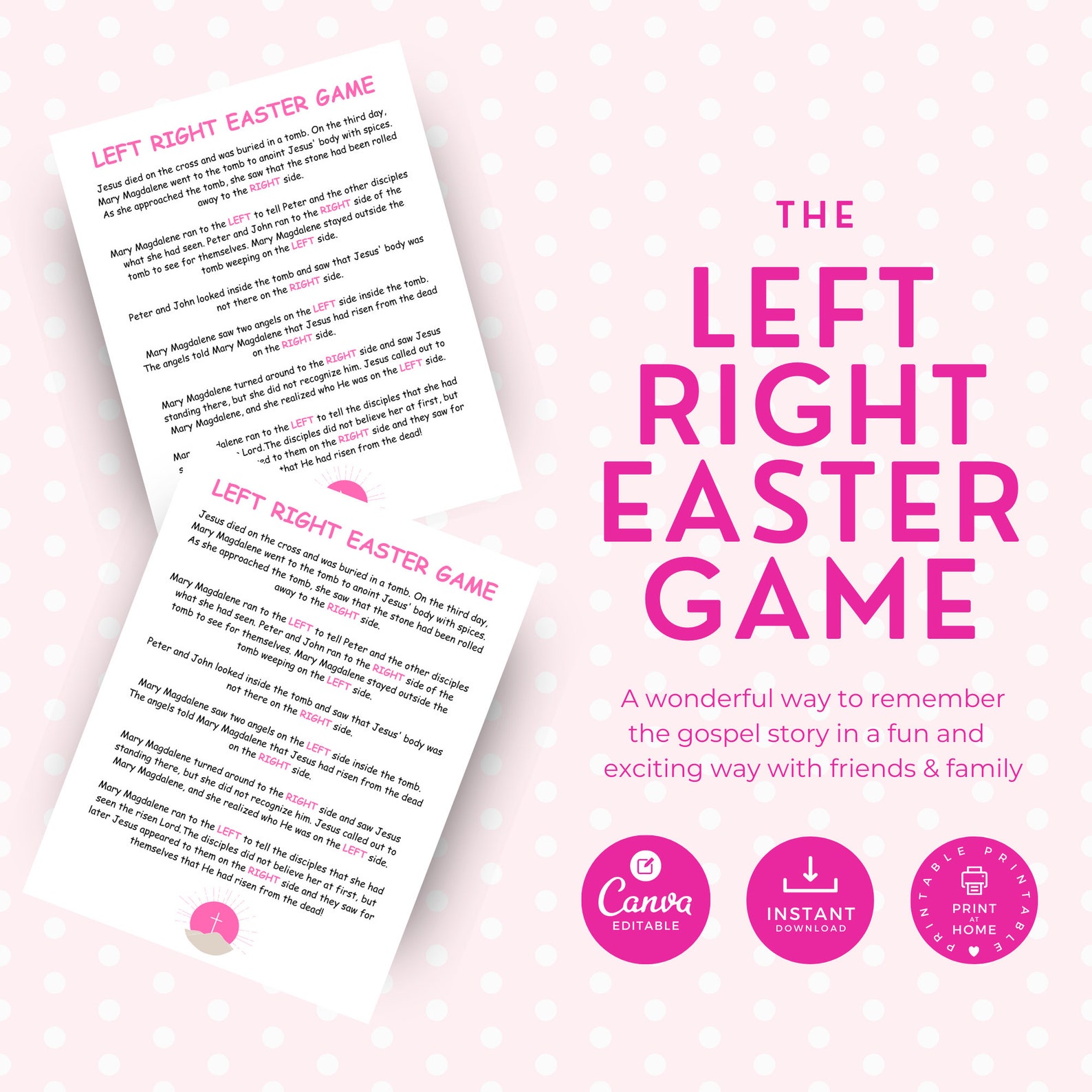 Easter Left Right Game, Easter Party Games, Left Right Bible Story ...