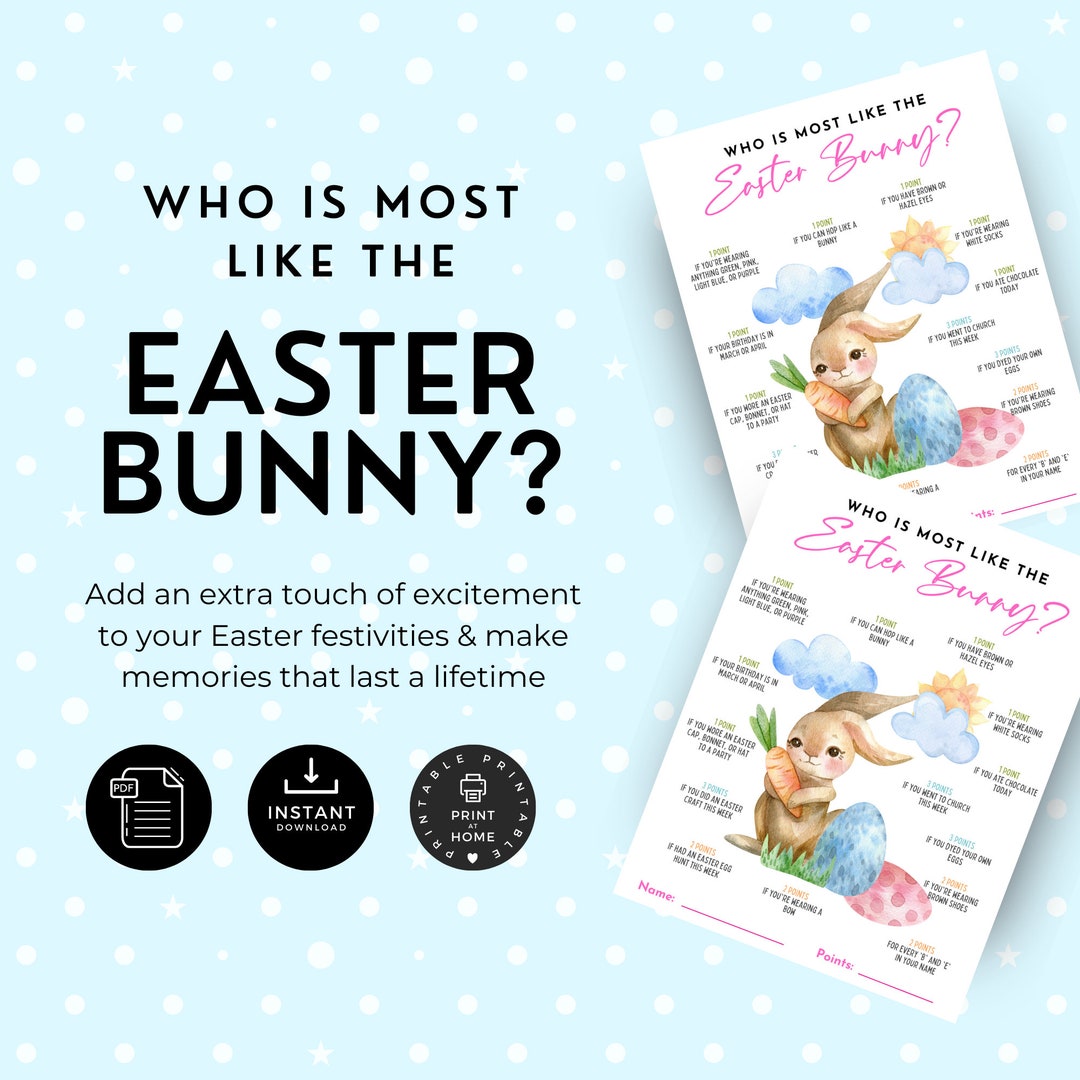Easter Games, Easter Most Like a Bunny Game, Printable Preschool ...