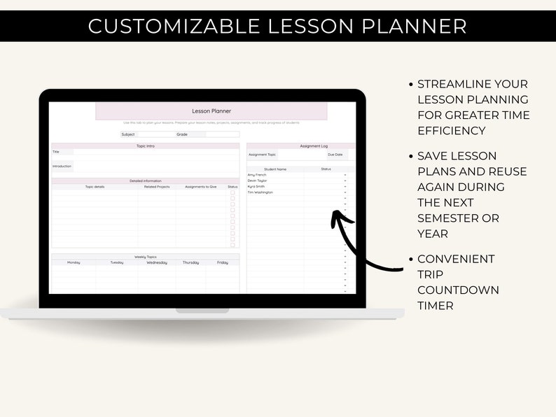 Digital Teacher Planner Google Sheets: Lesson Plan & Homework Tracker ...