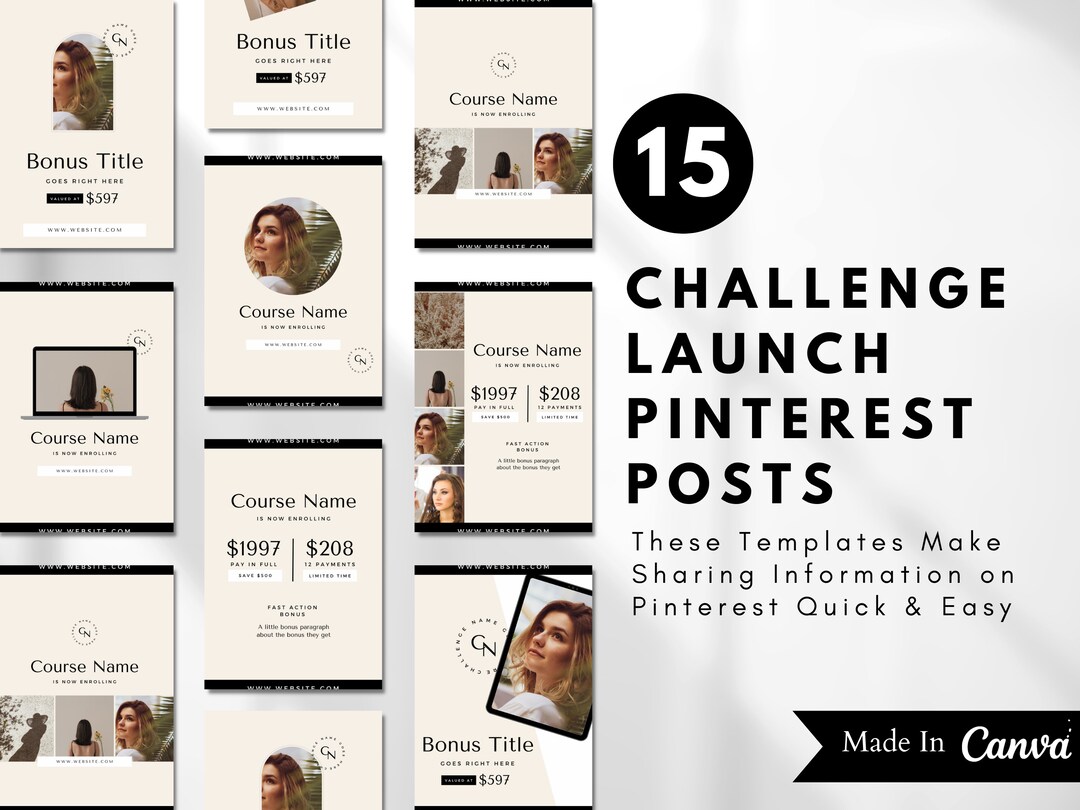 Challenge Launch Pinterest Templates: Canva Editable Pins (15) - Etsy