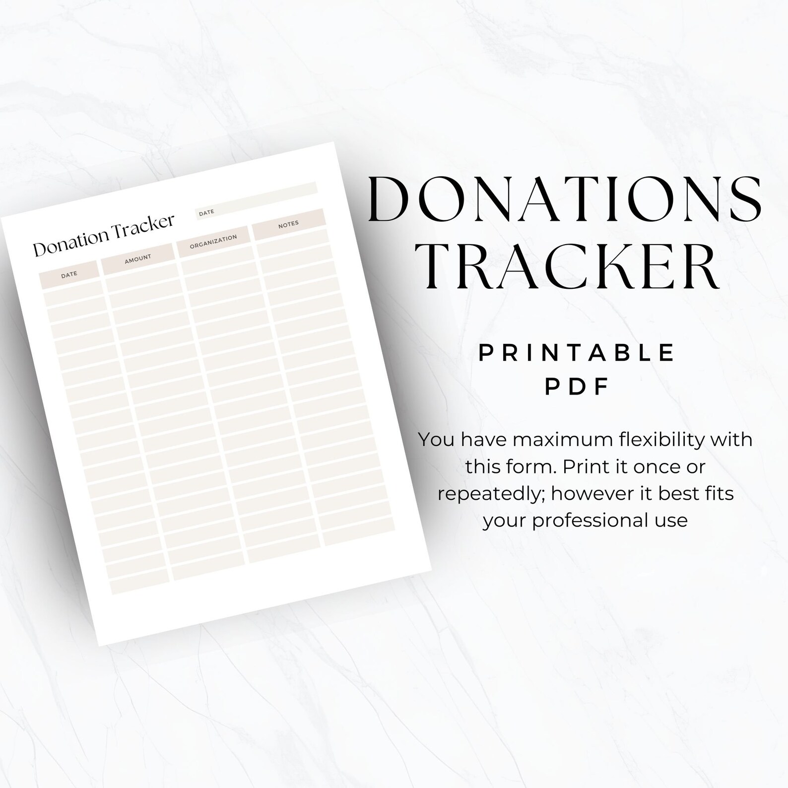 Printable Donations Tracker: Giving Log, Tithe Tracker (PDF) - Etsy