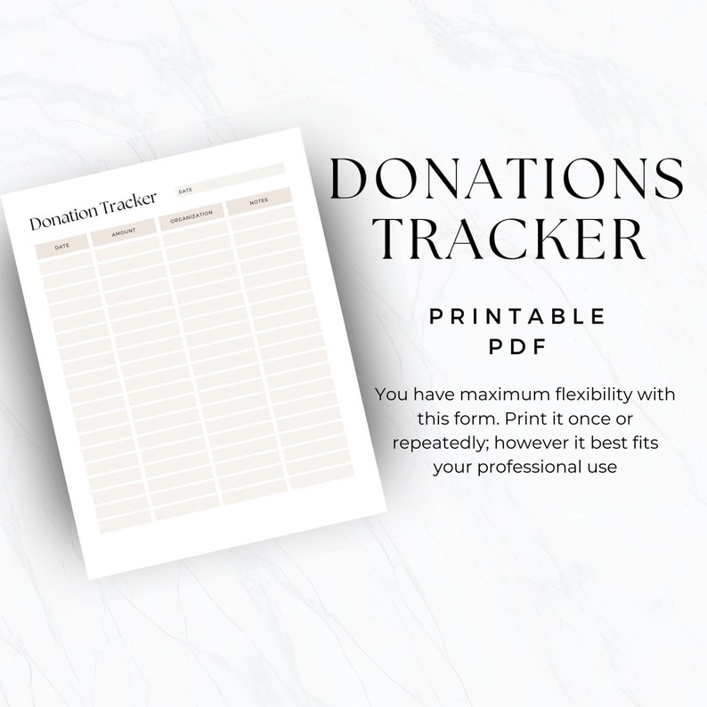Printable Donations Tracker: Giving Log, Tithe Tracker (PDF) - Etsy