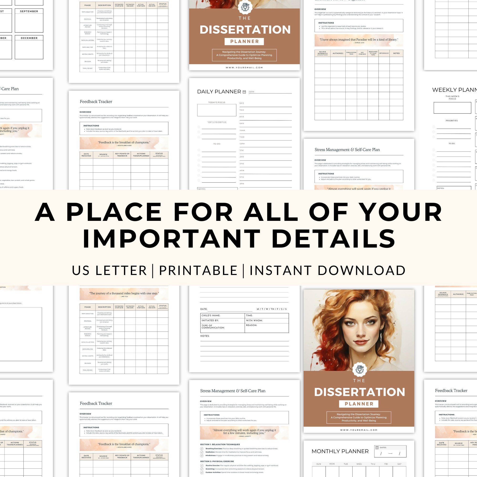 Dissertation Planner Printable, Student Project Planner, Us Letter ...