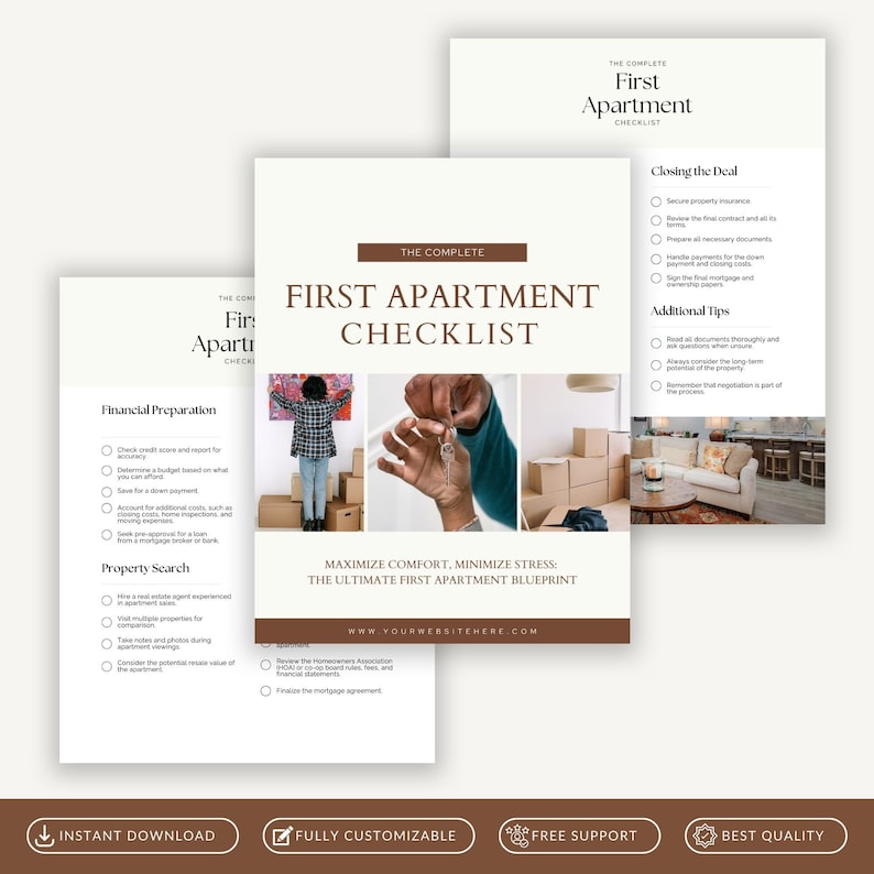 First Apartment Checklist Planner, New Home Checklist, Instant Download ...