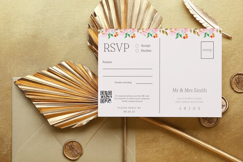 Wedding RSVP Card Template: DIY QR Code Response (canva) - Etsy