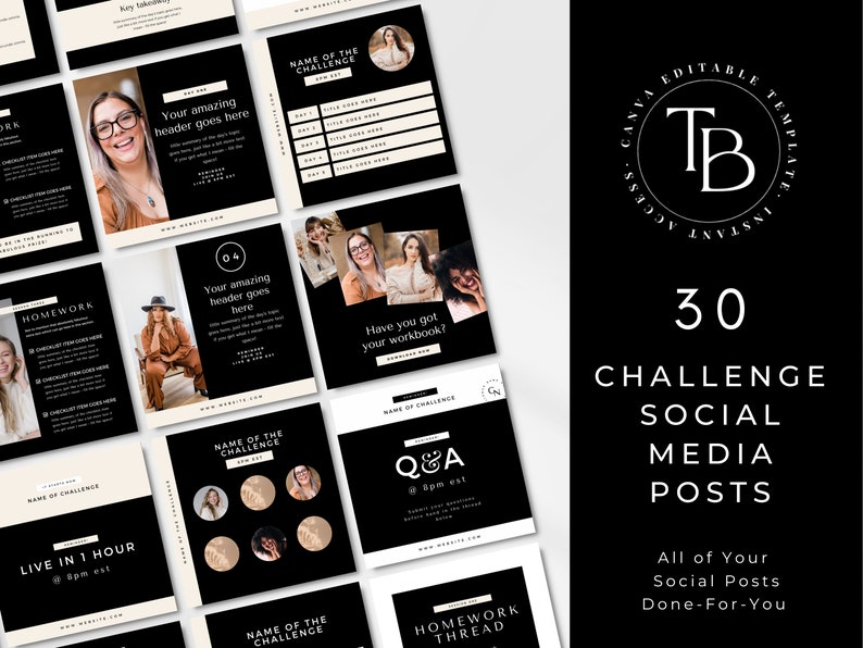 Challenge Social Media Post, 5-day Challenge Templates, Canva Template ...