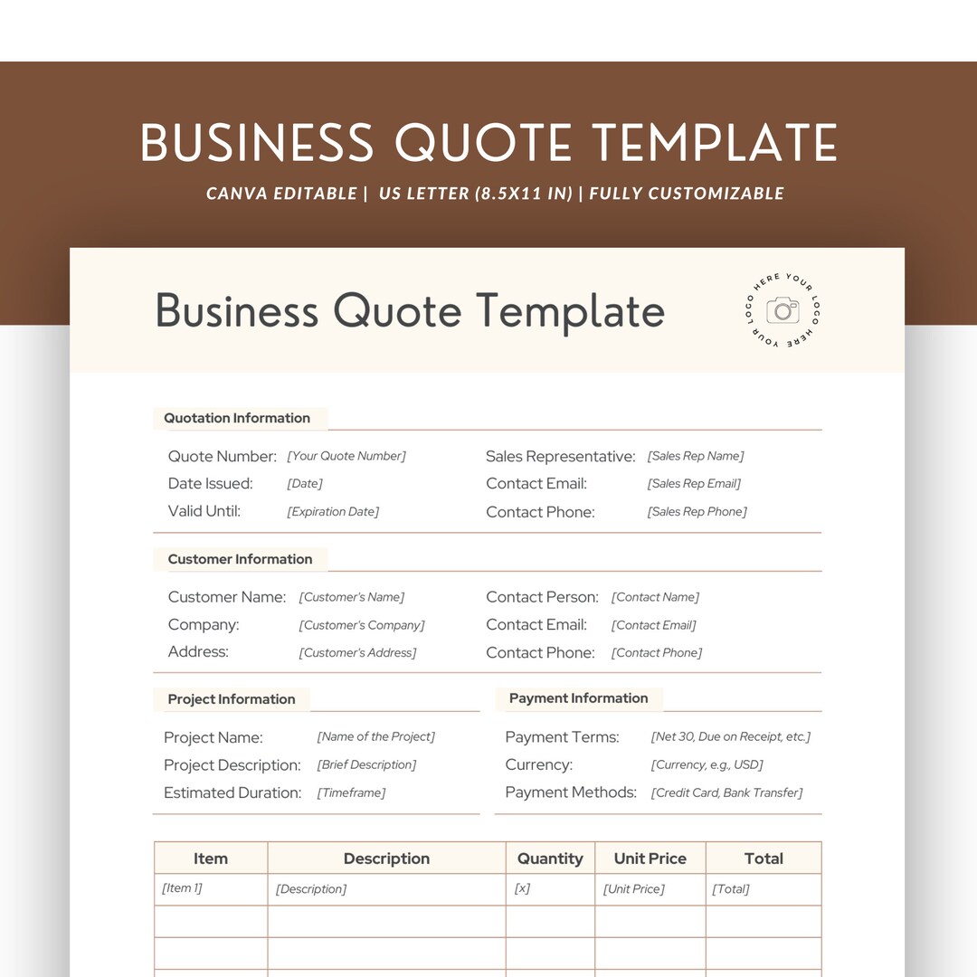 Business Quote Template Canva Printable, Instant Download, Canva Edit ...