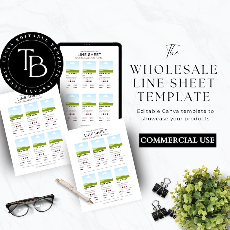 Linesheet Template Canva, Canva Catalog Template, Line Sheet for ...