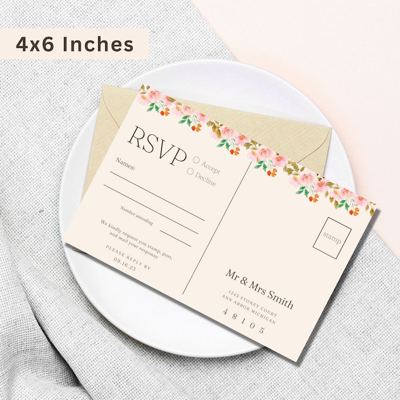 Wedding Rsvp Card Template, Diy Rsvp Card, QR Code Response Card, RSVP ...