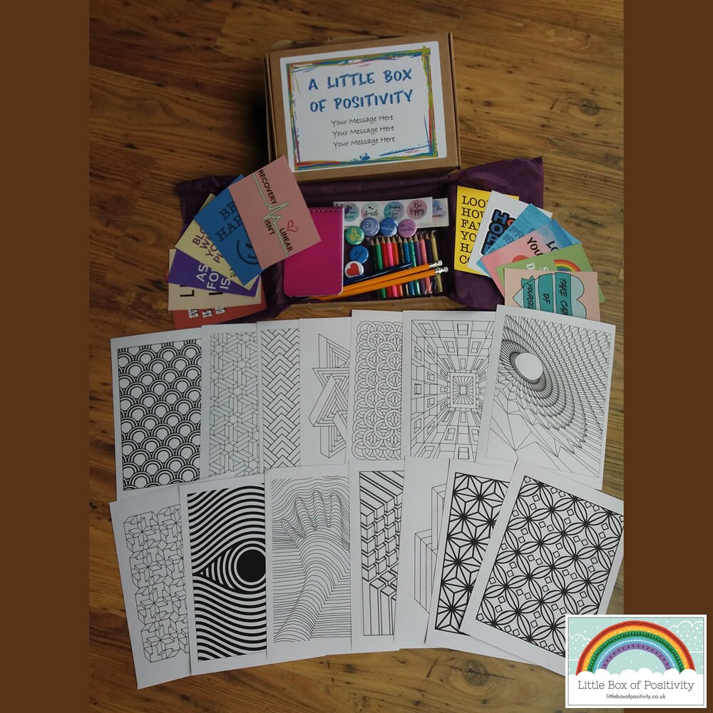 Positivity Colouring Box 3 Geometric / Optical. Letterbox - Etsy