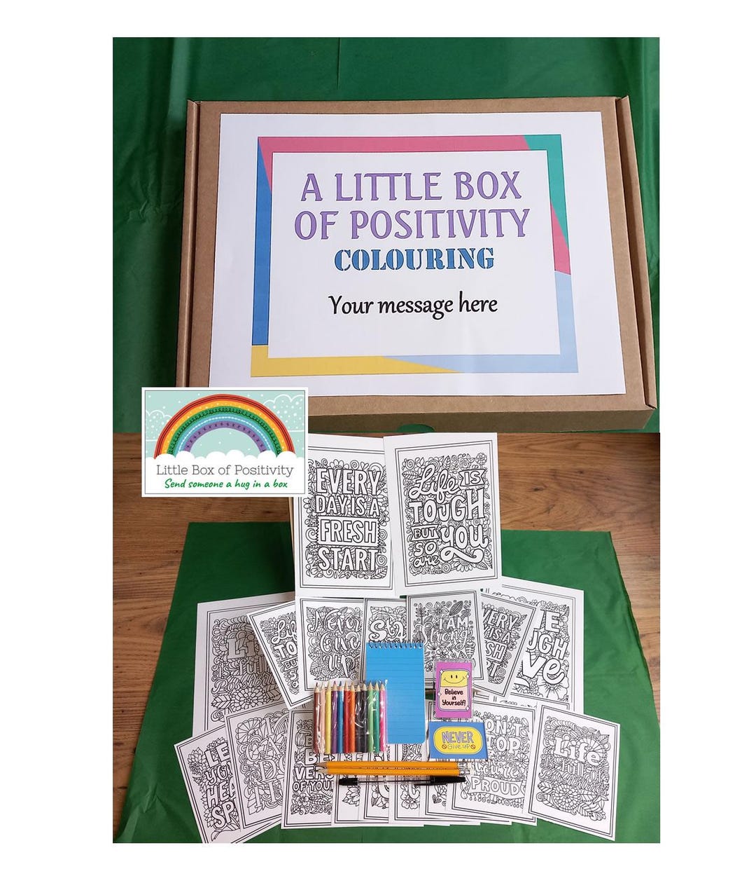 COLOURING Little Box of Positivity Letterbox Gift, Mental Health ...