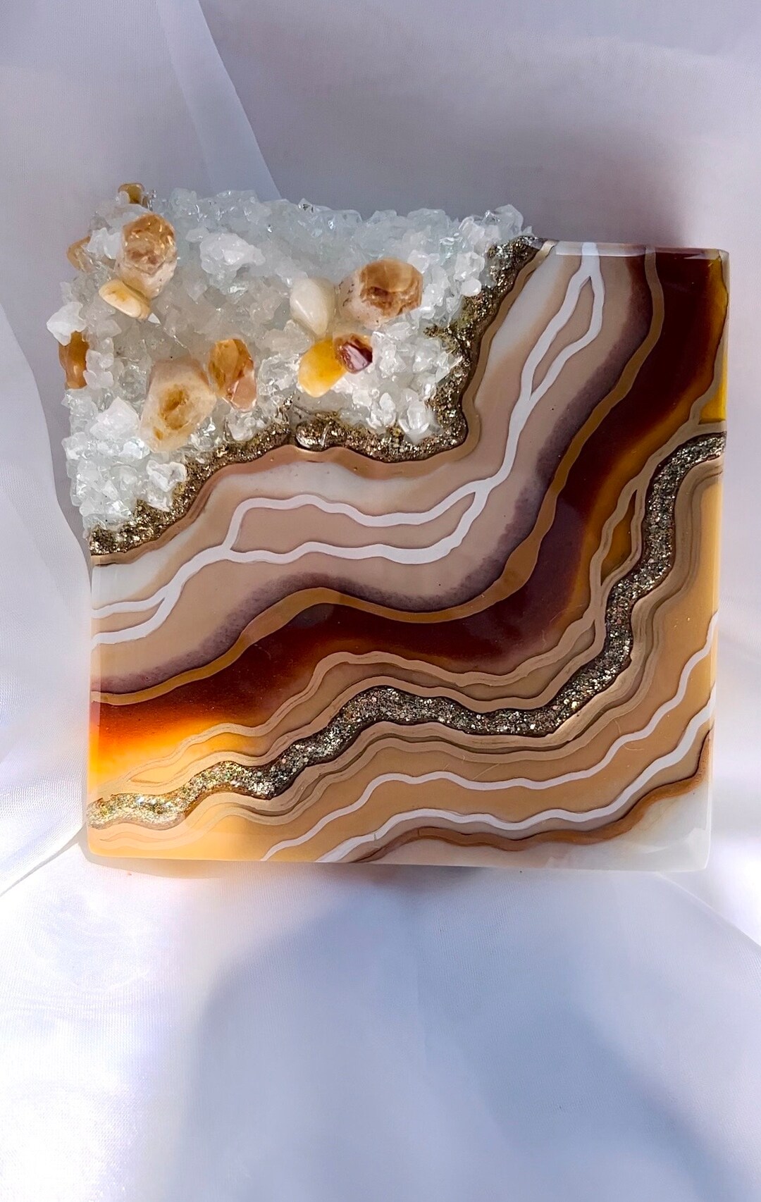 Geode Resin Wall Art, Geode Wall Art, Geode Resin Art, Citrine Stone ...