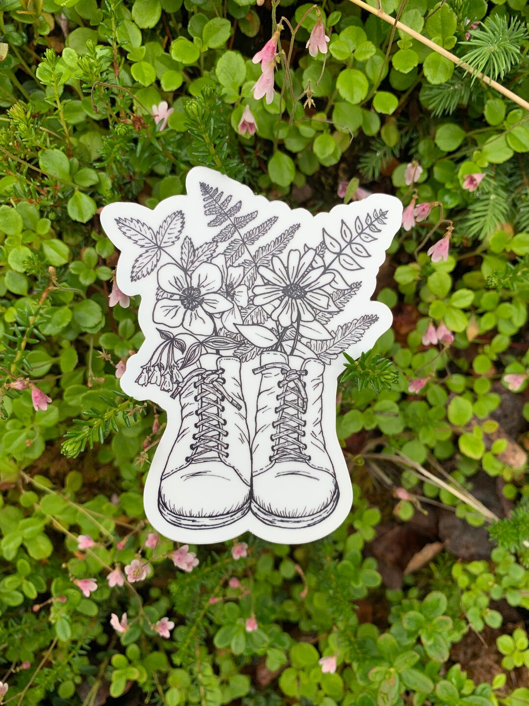 Hiking Boots & Wildflowers Sticker - Etsy