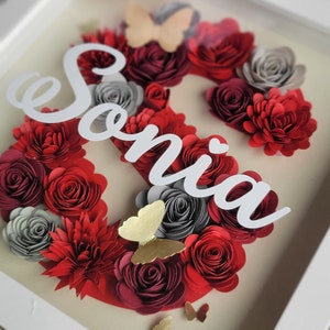 Initial Flower Shadowbox - Etsy