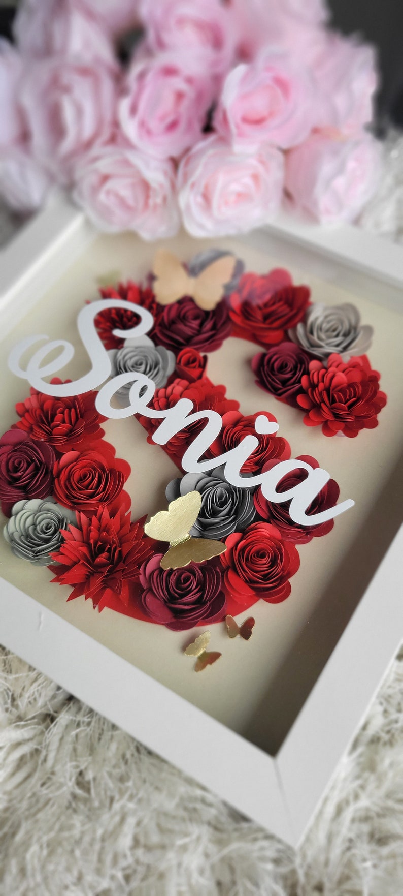 Initial Flower Shadowbox - Etsy